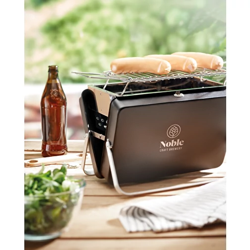Tragbarer Grill BBQ TO GO (schwarz, Edelstahl, 2000g) als Werbemittel ...