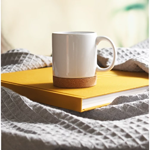 Keramikbecher mit Kork 280 ml KAROO (280 ml, weiss, Keramik Steingut ...