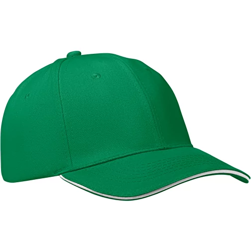 Baseball cap 6 panels 260g/m² BUFFALO (präriegrün / weiss, Baumwolle ...