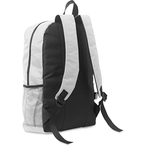 Rucksack 600D Polyester HIGE (weiss, RPET, 260g) als Werbegeschenke Auf ...