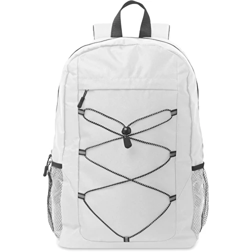 Rucksack 600D Polyester HIGE (weiss, RPET, 260g) als Werbegeschenke Auf ...