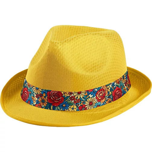 Cappello Braz con banda sublimata (giallo, Poliestere, 47g) come gadge ...